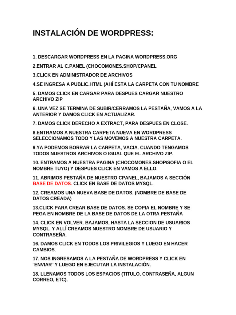 NSTALACIÓN DE WORDPRESS | PDF