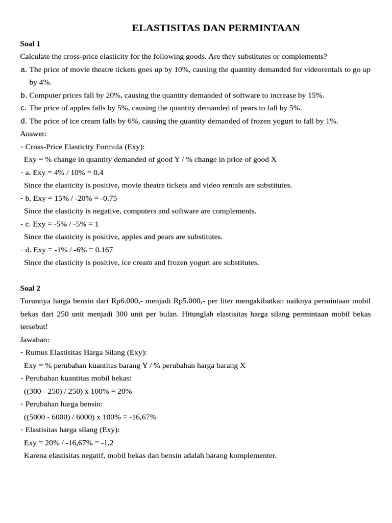 Elastisitas Dan Permintaan | PDF