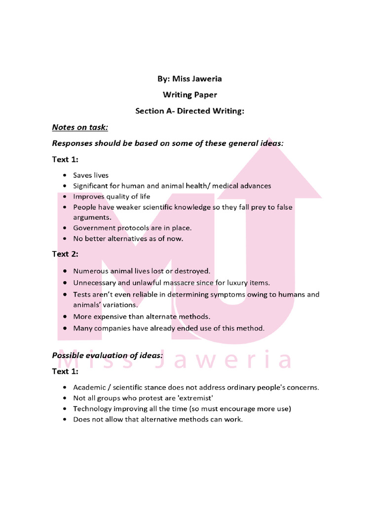 Example - Writing Paper (P2) - MS | PDF