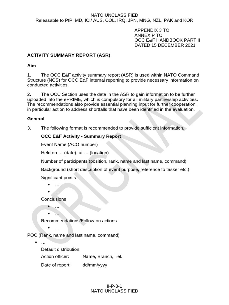NATO OCC E&F Activity Report | PDF