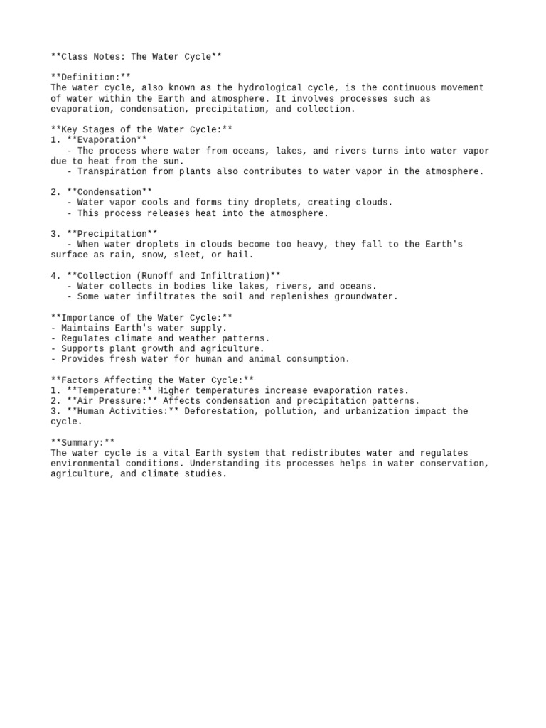 Understanding the Water Cycle Processes | PDF