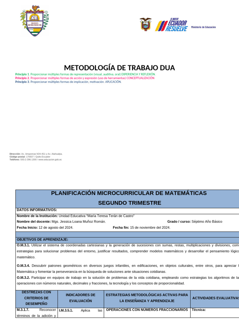 Planificación Matemática Séptimo Año | PDF | Datos | Aprendizaje