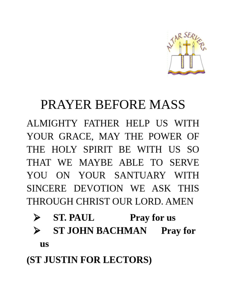 PRAYER BEFORE MASS | PDF