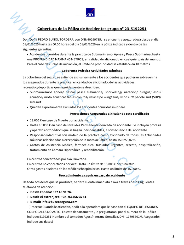 Cobertura AXXA | PDF | Póliza de seguros