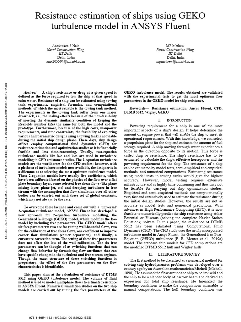 Ship Resistance Estimation with GEKO Model | PDF | Fluid Dynamics ...