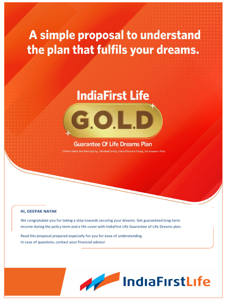 IndiaFirst Life Dreams Plan Overview | PDF | Insurance | Interest