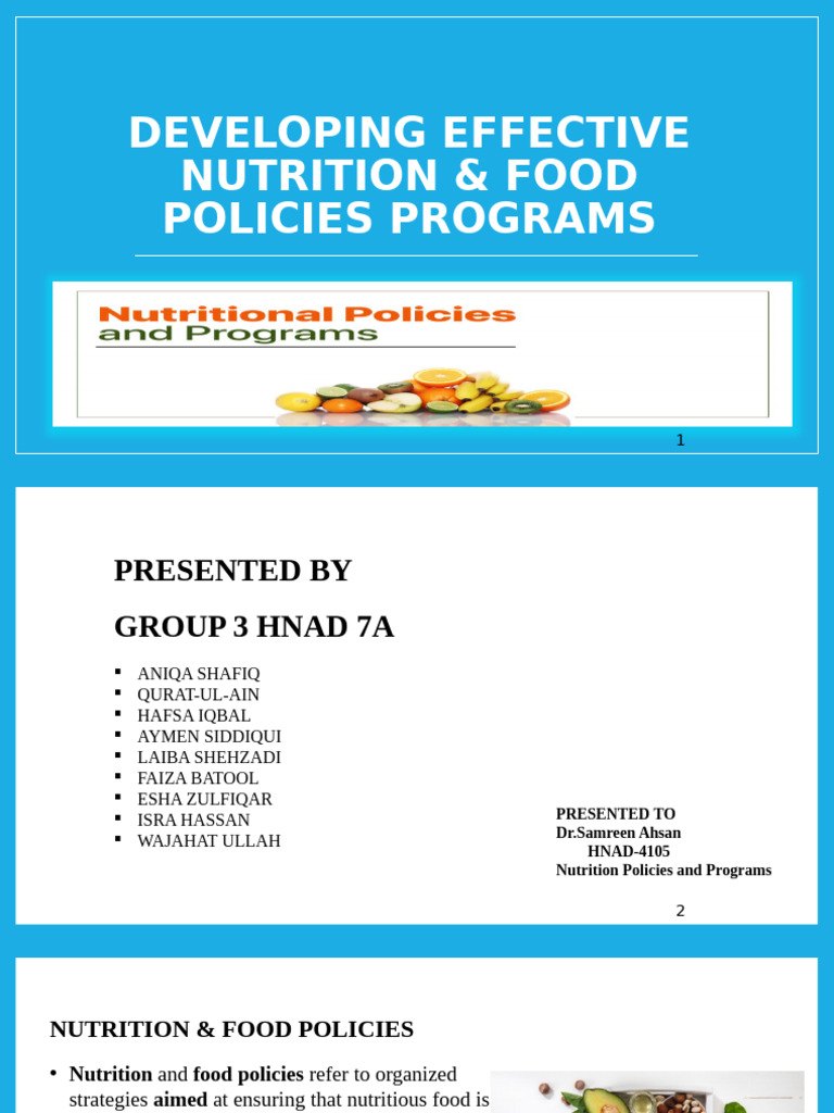 Effective Nutrition and Food Policies Guide | PDF | Food Security ...