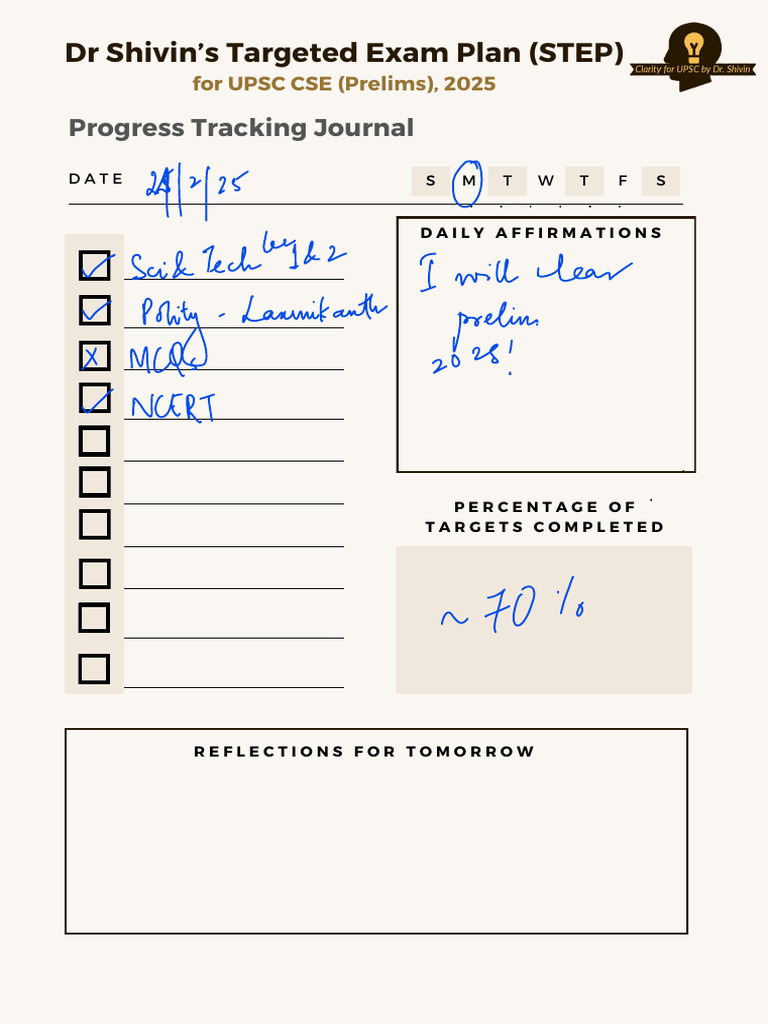 STEP 2025 Tracking Journal 24th and 25th Feb | PDF