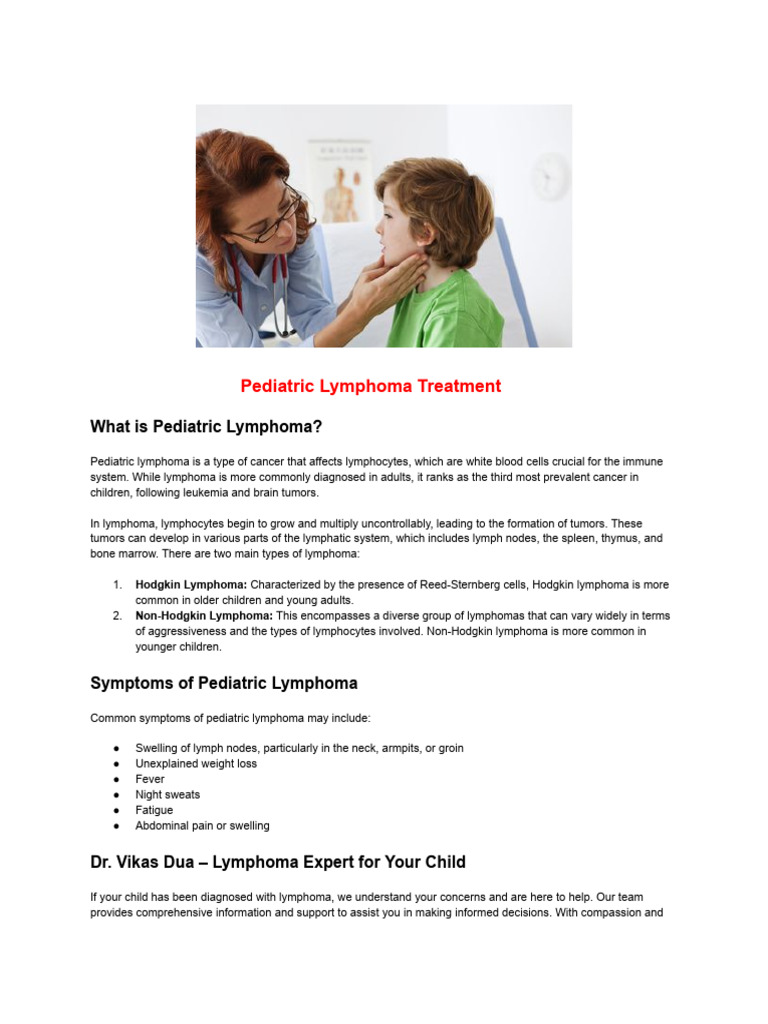 Pediatric Lymphoma Treatment | PDF | Lymphoma | Lymphatic System