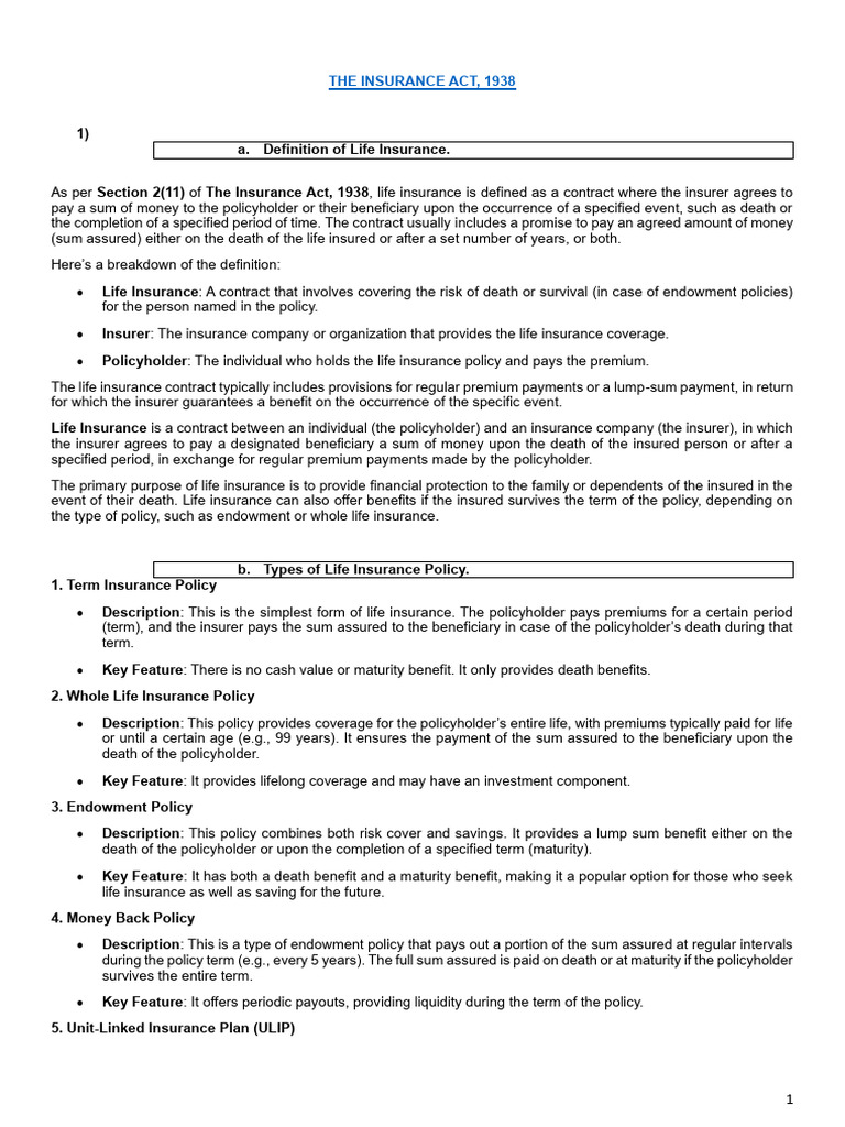 Life Insurance Overview: Types & Benefits | PDF | Insurance | Life ...