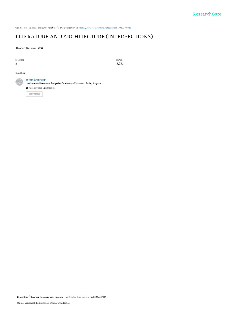 Literature and Architecture Intersections | PDF | Poetry | Space