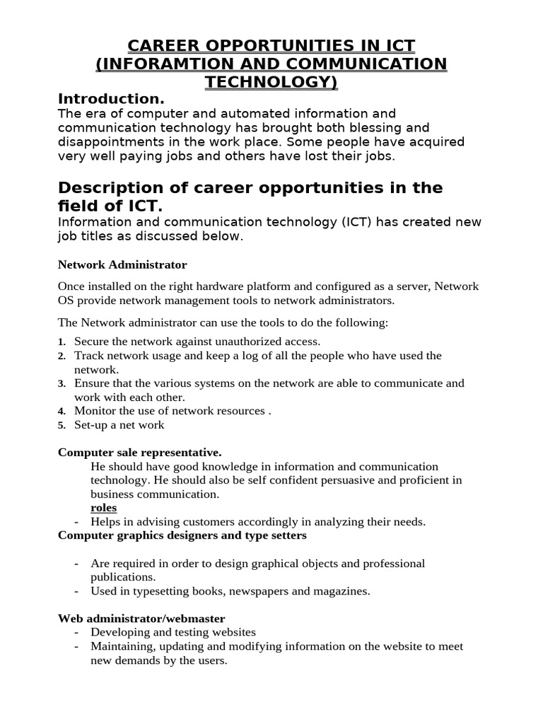 Career Paths in Information Technology | PDF | Databases | Educational ...