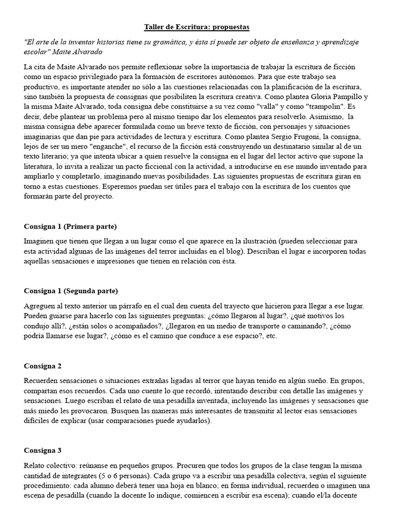 Propuestas para Taller de Escritura Creativa | PDF | Vampiros | Edgar ...
