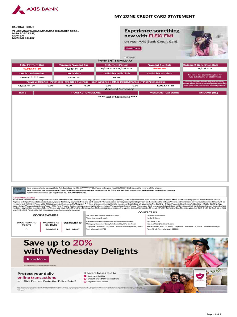 Credit Card Statement - Unlocked | PDF | Credit Card | Banks