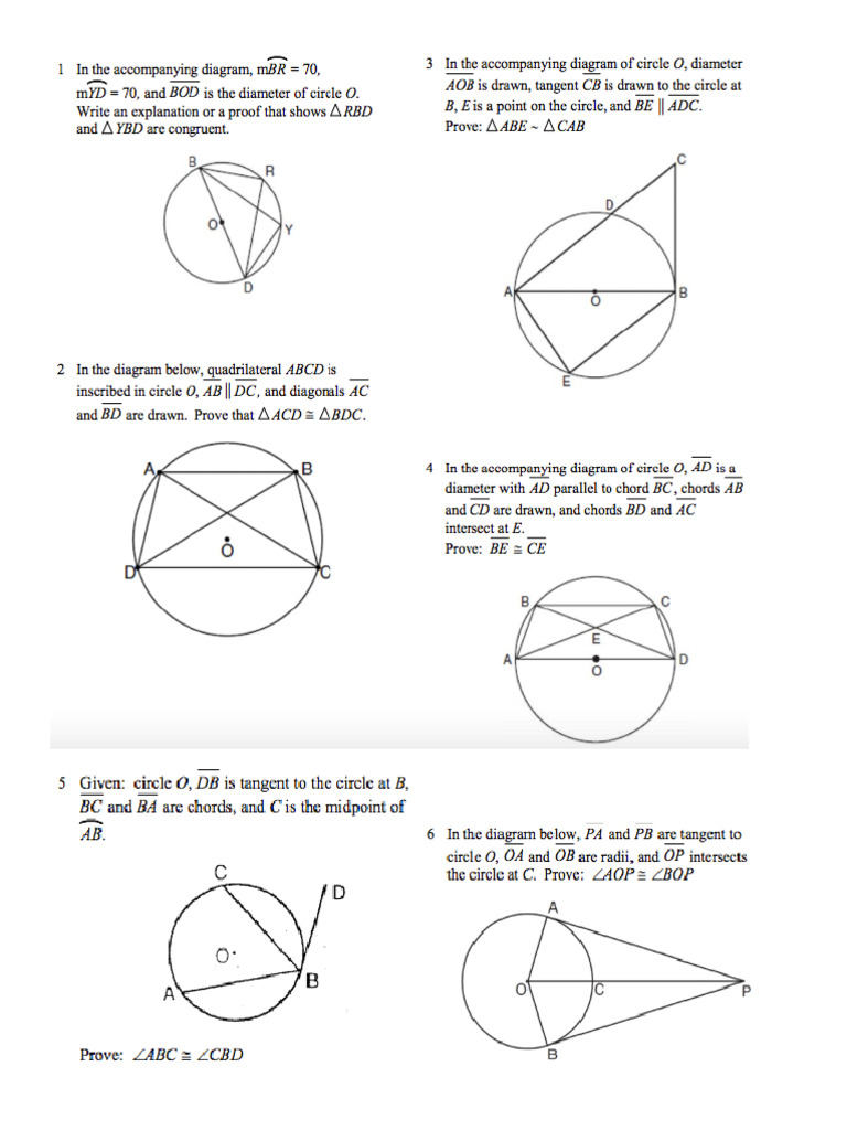 Circle Proofs Practice | PDF