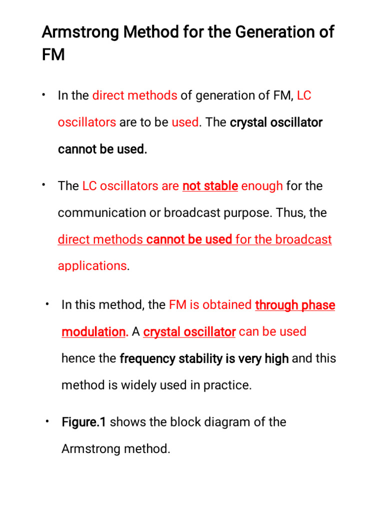 Armstrong Method for FM Generation | PDF | Frequency Modulation ...