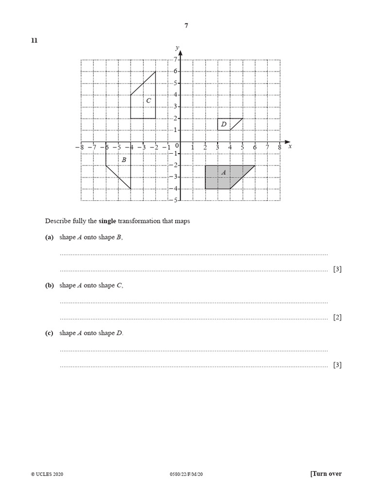 Igcse 2020 Transformation Pdf Shape Mathematical Concepts
