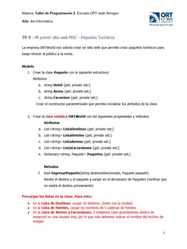 TP4. Paquetes Turísticos | PDF | Informática | Programación de computadoras
