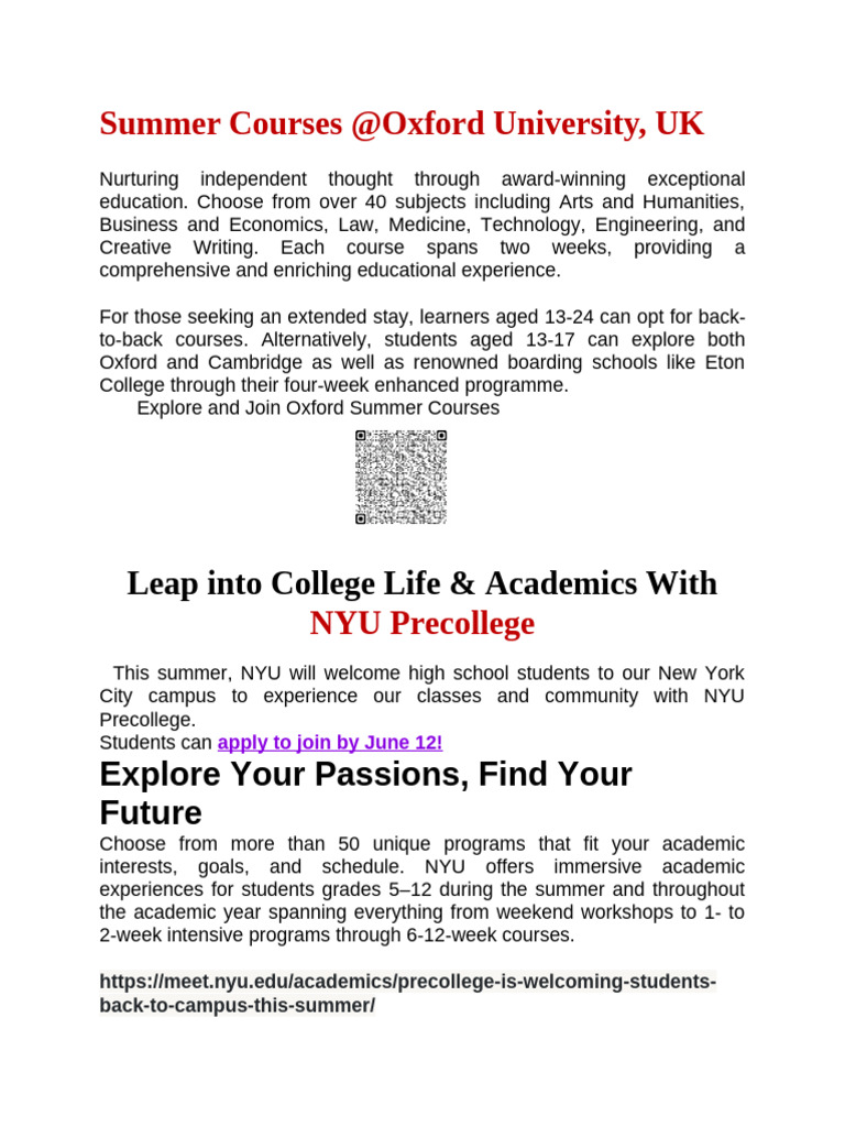 Summer Internship Announcements | PDF