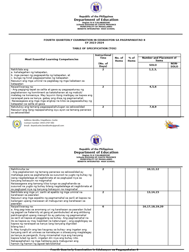 4th ESP8-TOS-SOLO | PDF