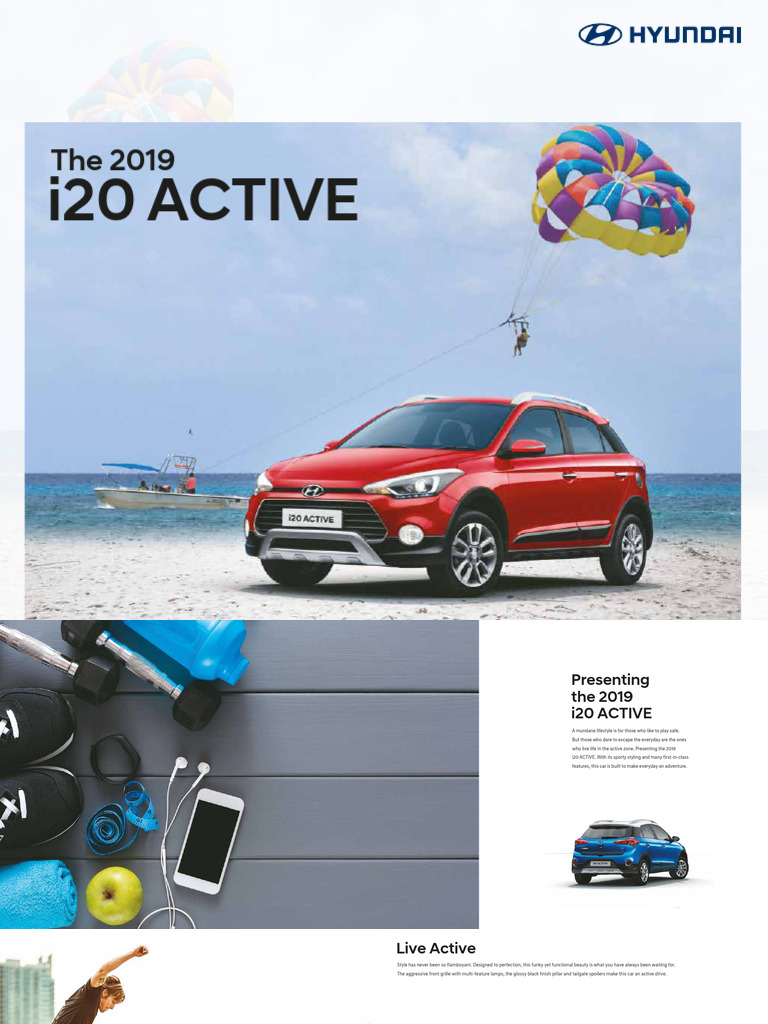 I20-Active Hatchback Brochure | PDF | Anti Lock Braking System | Smartphone
