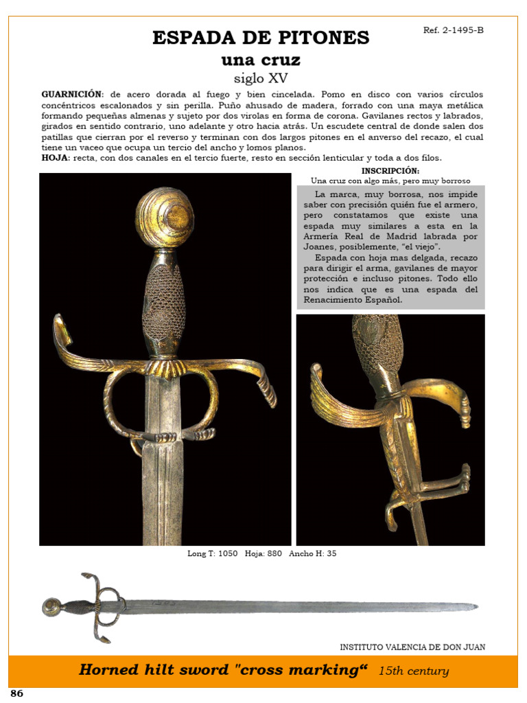 Espada de Pitones del Siglo XV | PDF | Espada | Armas de hoja