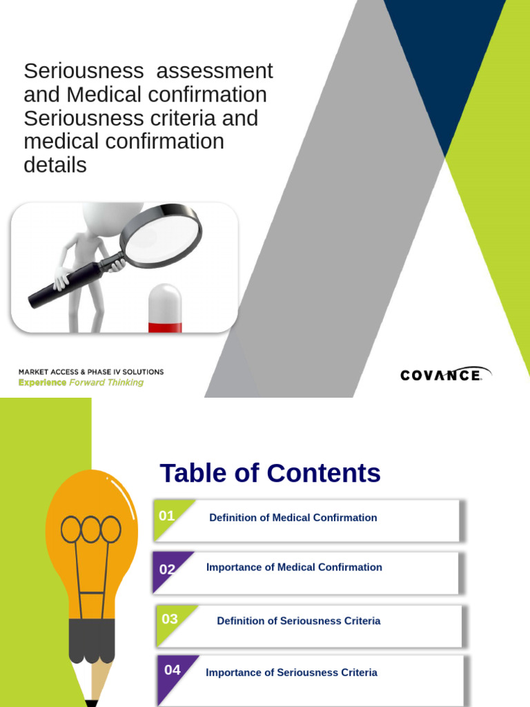 Medical Confirmation and Seriousness Criteria | PDF | Pharmacovigilance ...