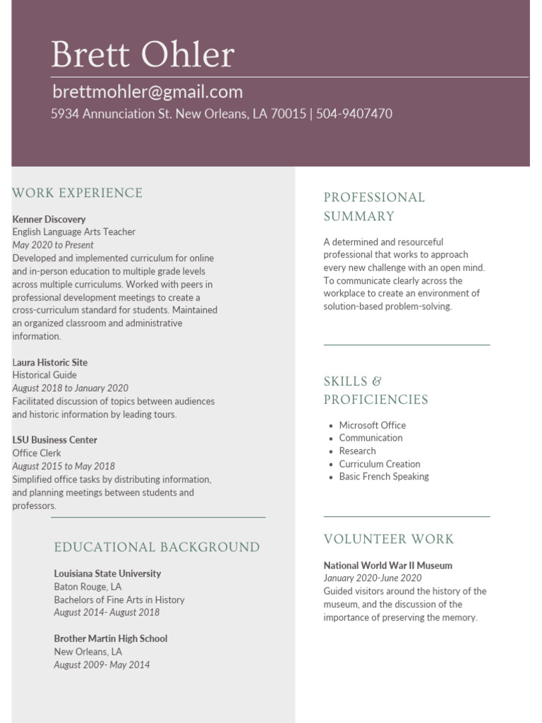 Resume - Brett Ohler | PDF