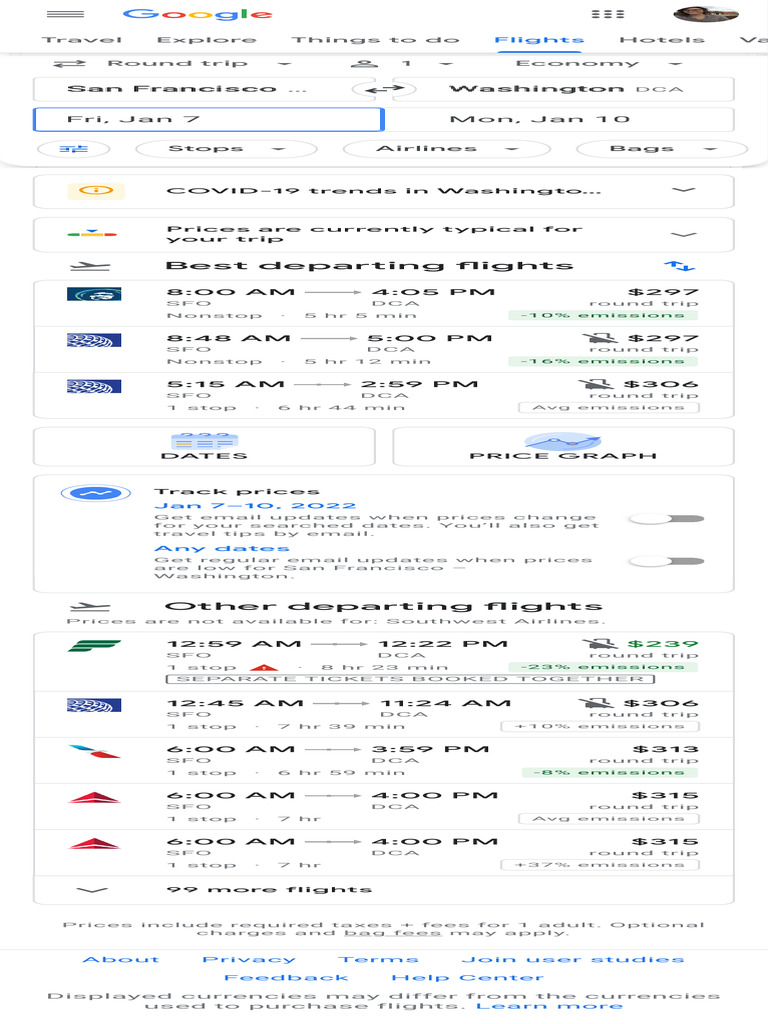 San Francisco To Washington Google Flights | PDF | San Francisco International Airport | Aviation