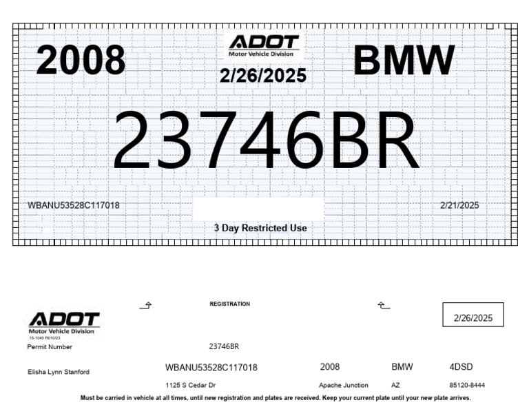 Temp License Plate Temp Registration | PDF
