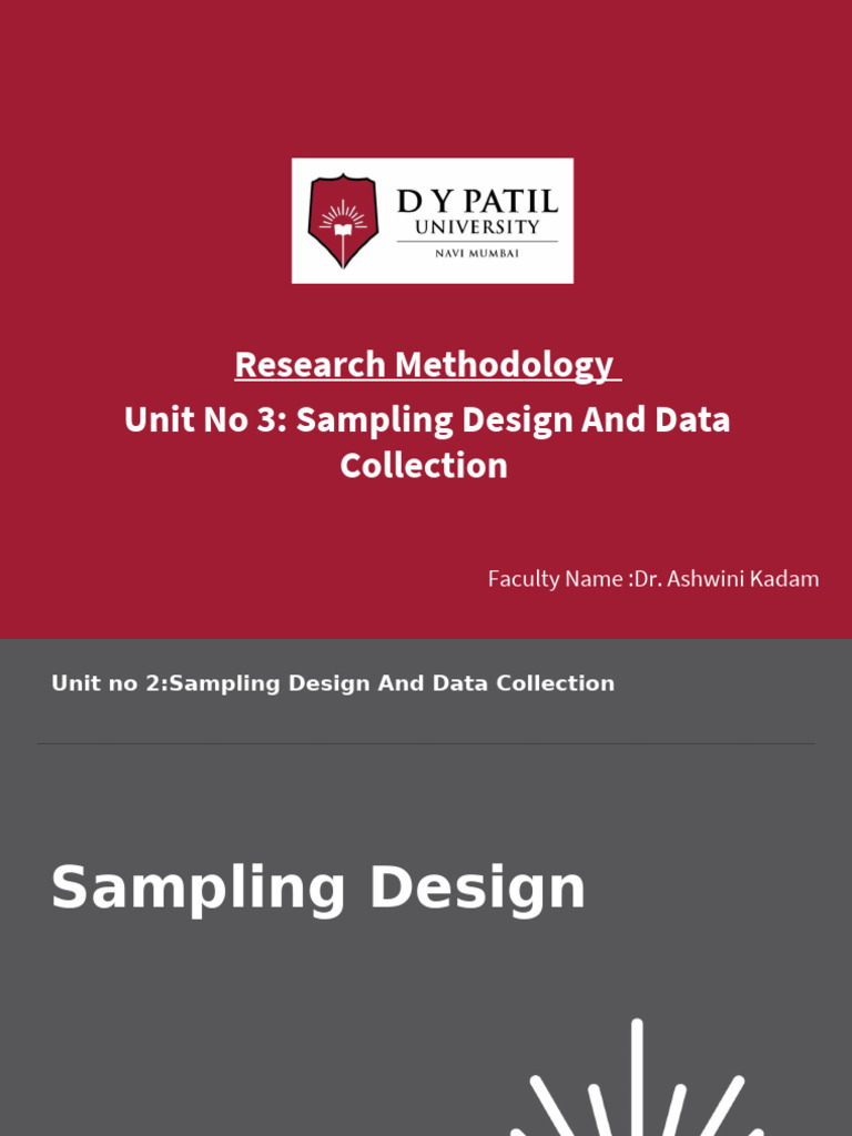 Lecture PPT Unit 3- Sampling Design Data Collection (1) | PDF | Sampling (Statistics) | Survey ...