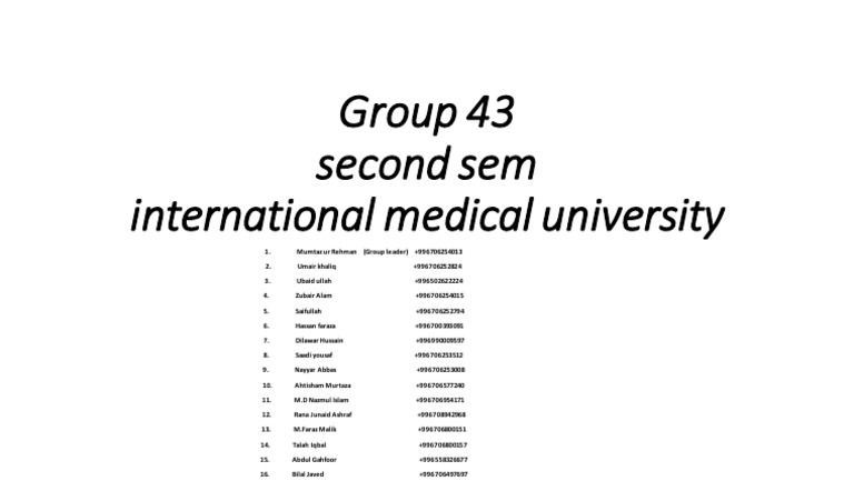 Group 43 Contacts - IMU Second Sem | PDF