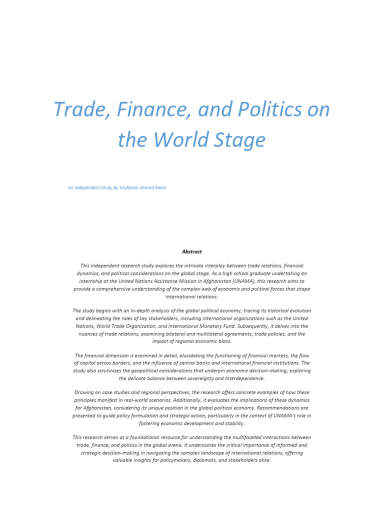 Global Trade, Finance, and Politics Analysis | PDF | Global Financial ...