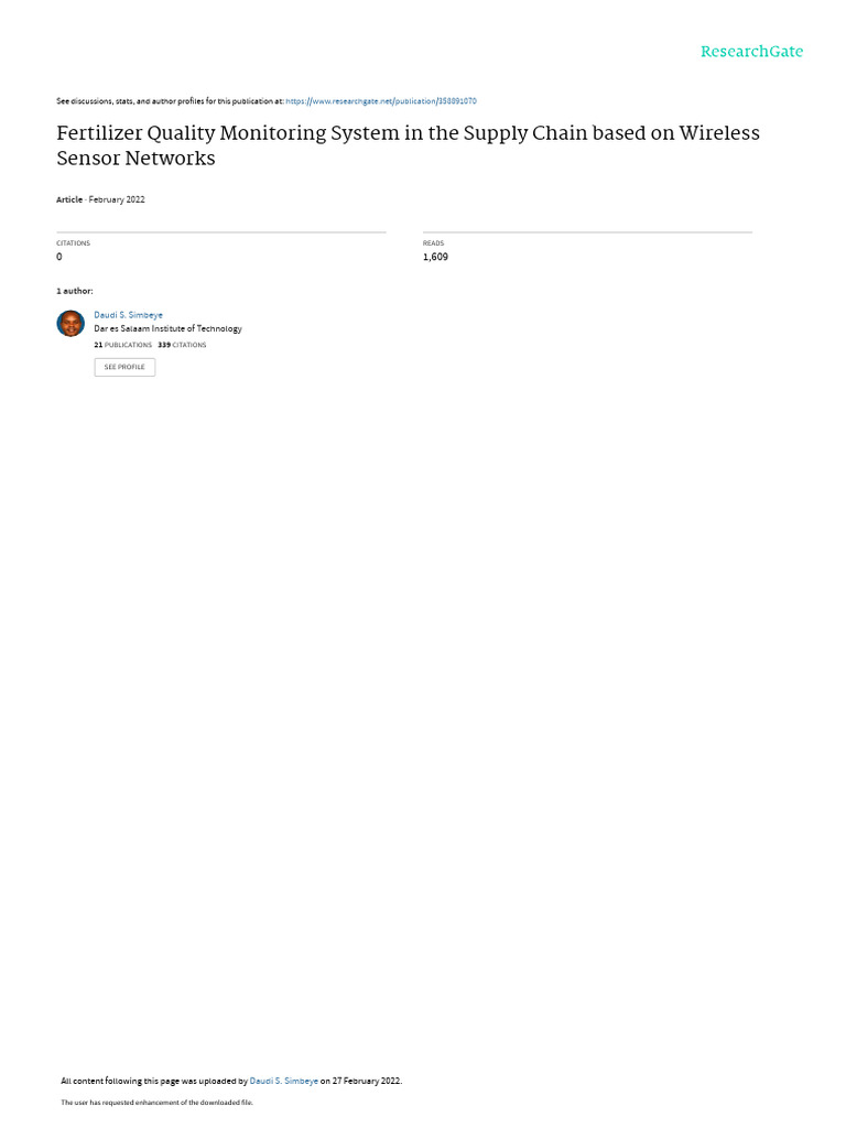 Fertilizer Quality Monitoring Systeminthesupplychainbasedon WSNs | PDF ...