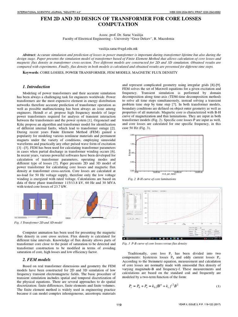FEM Simulation of Transformer Core Losses | PDF | Transformer | Finite ...