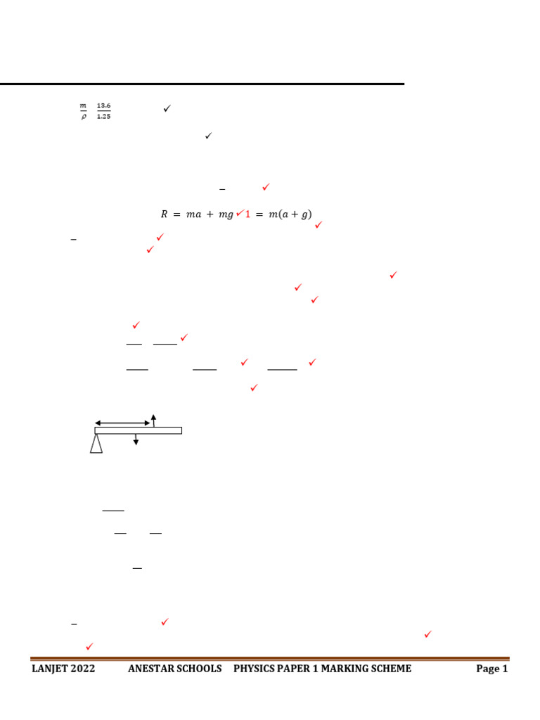 PHYSICS PAPER 1 MS | PDF | Weight | Pressure