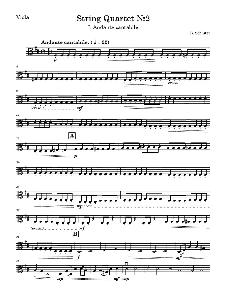 String Quartet No. 2: Andante Cantabile | PDF | Musical Forms | Musical ...