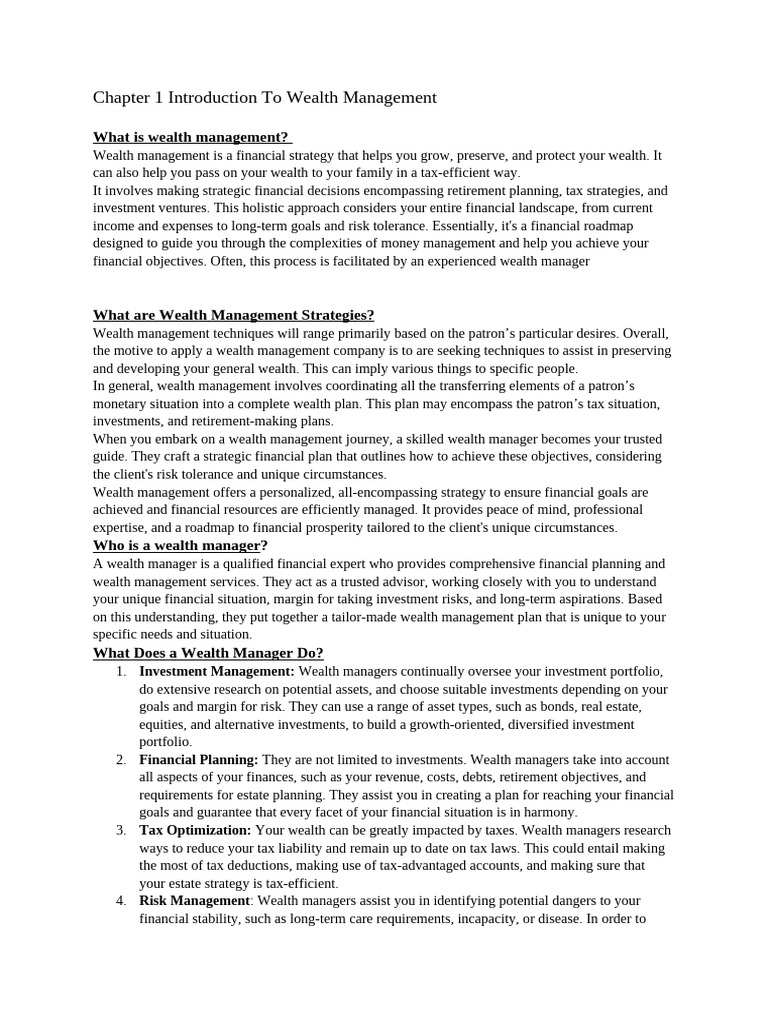 Wealth Management | PDF | Investing | Wealth
