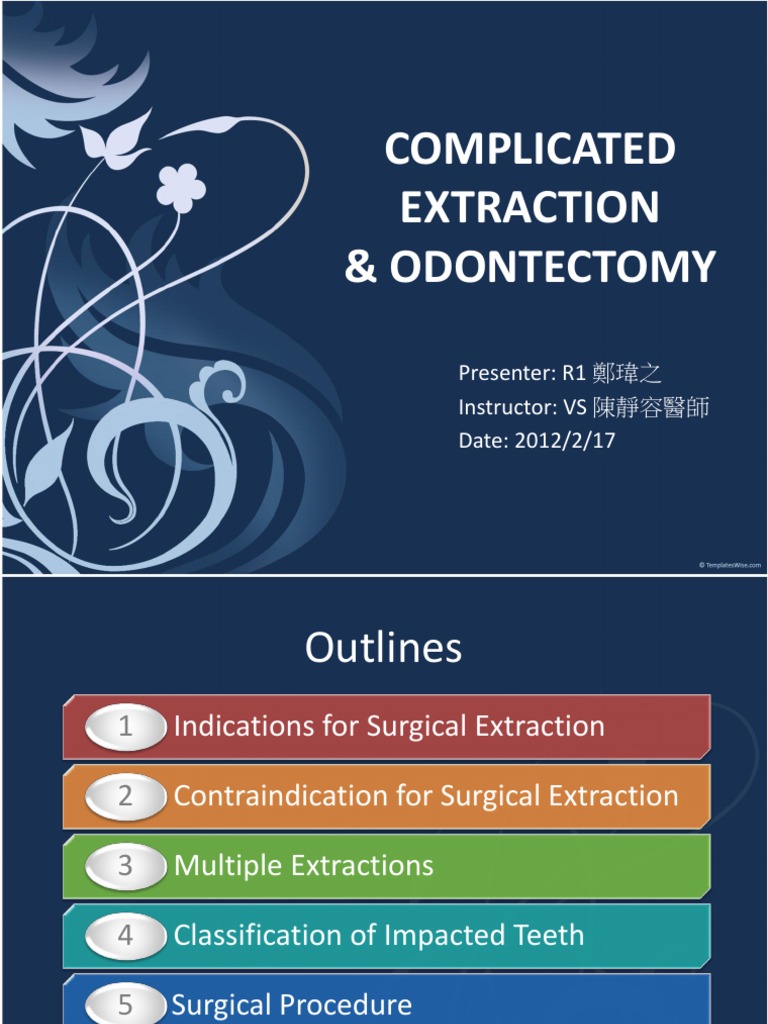 Complicated Odontectomy Overview | PDF | Human Tooth | Dentistry