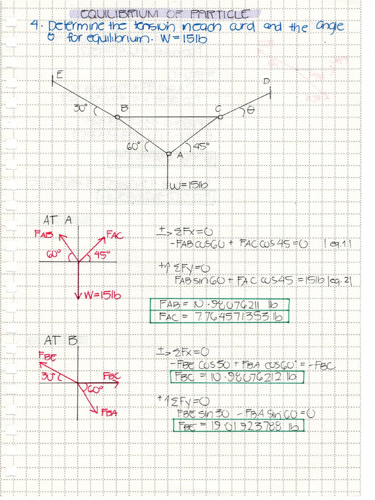 Statics of Rigid Bodies - Equilibrium of Particles | PDF