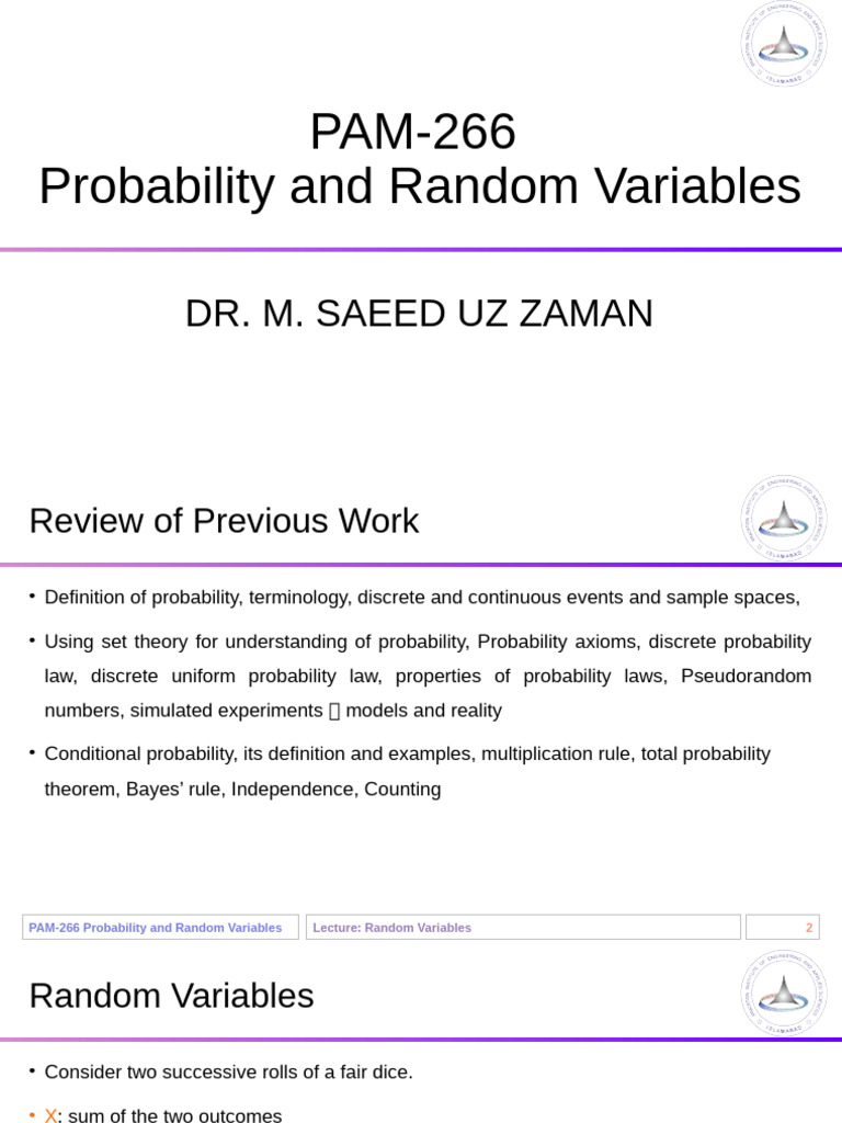 9. Random Variables-1 | PDF | Random Variable | Probability Distribution