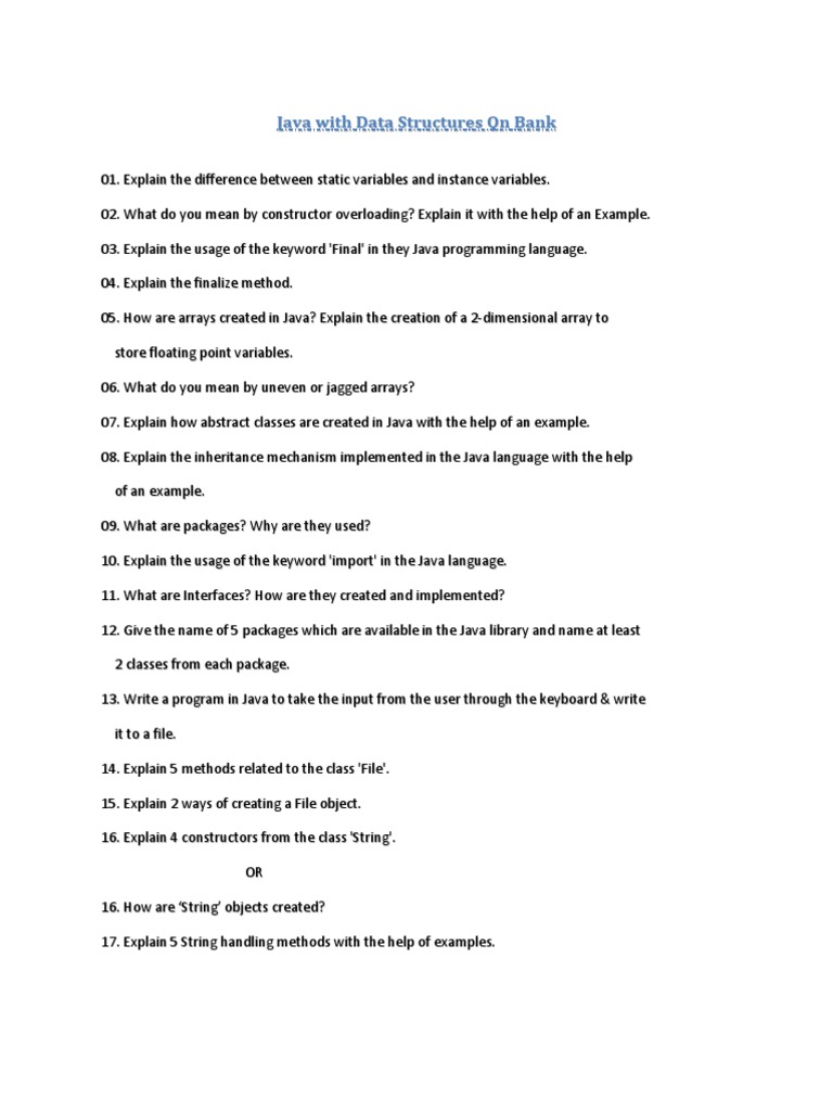 JDS QBank | PDF | Class (Computer Programming) | Method (Computer Programming)