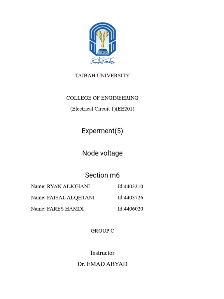 Exp5 Node Voltage Group (C) | PDF | Electrical Network | Resistor