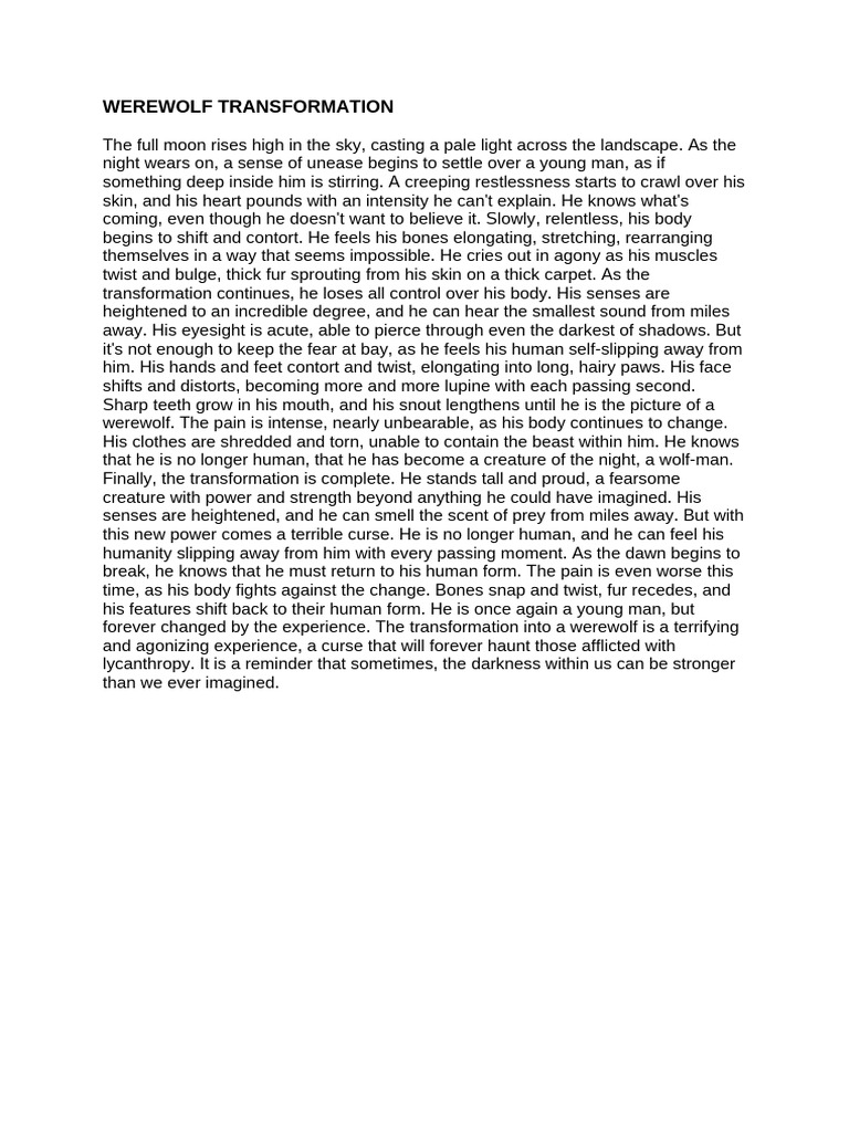 Werewolf Transformation 2 | PDF | Werewolves