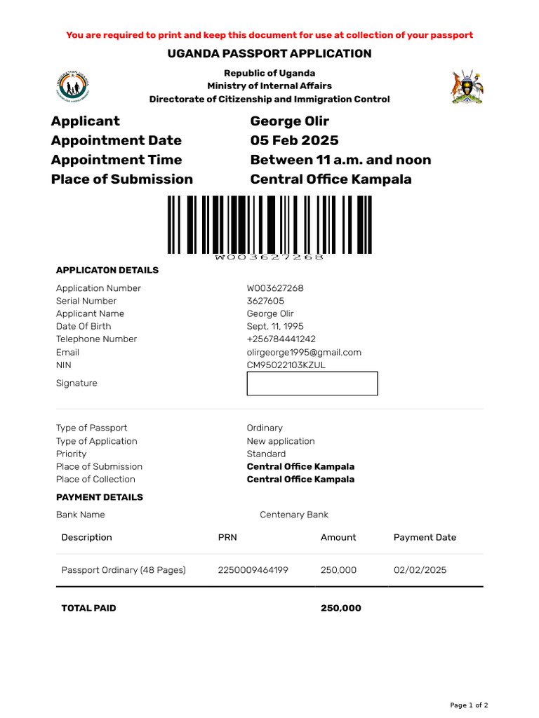 Uganda Passport Application Guide | PDF | Passport | Government And Personhood