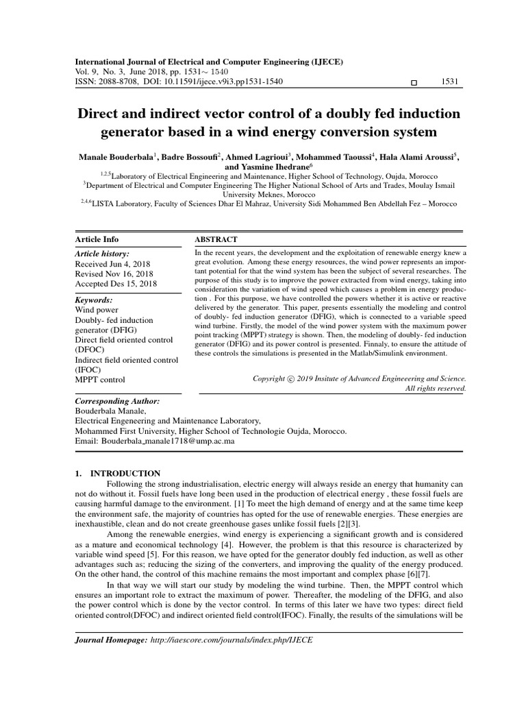 Direct and Indirect Vector Control of A | PDF | Wind Power | Electrical Engineering
