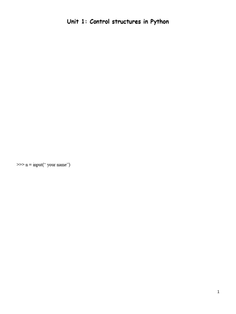 Unit 1 Control Structures-Python for Stds | PDF | Control Flow ... Unit 1 Control Structures-Python for Stds | PDF | Control Flow ...