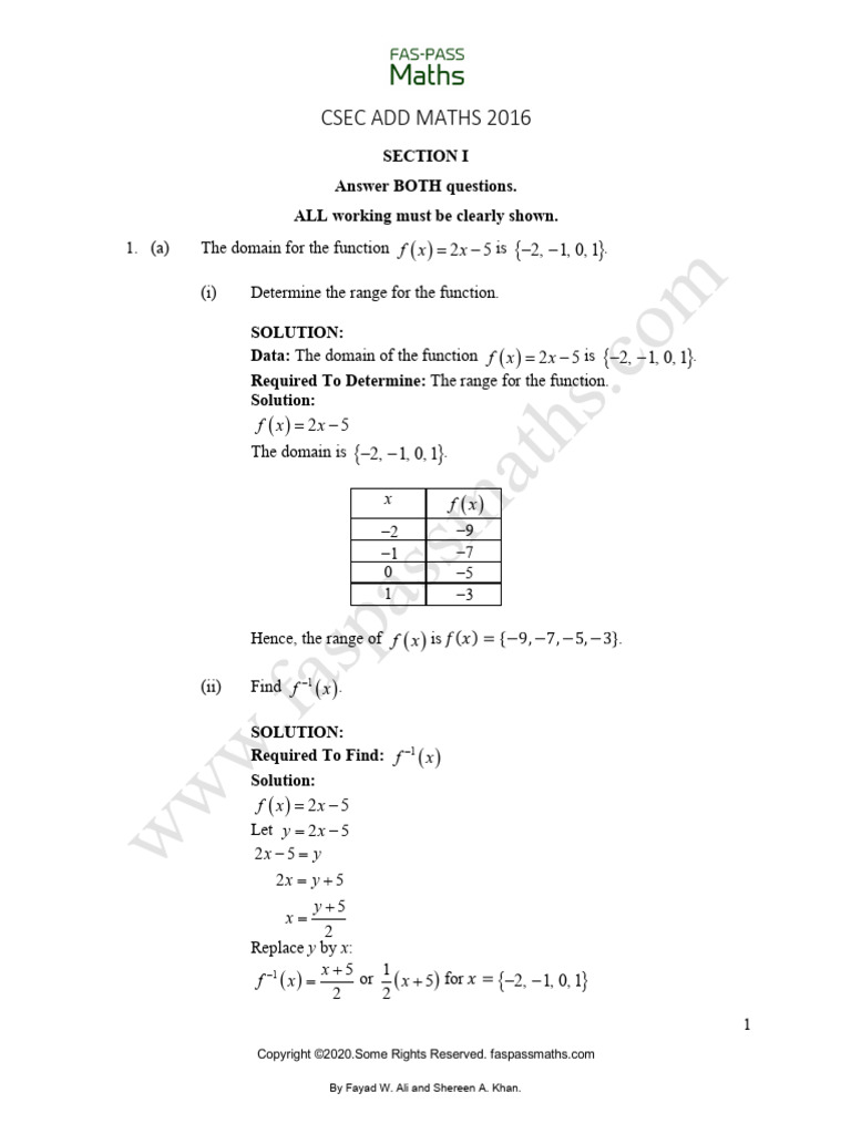 Add Maths 2016 June Past Paper Solutions | PDF | Mathematical Concepts ...