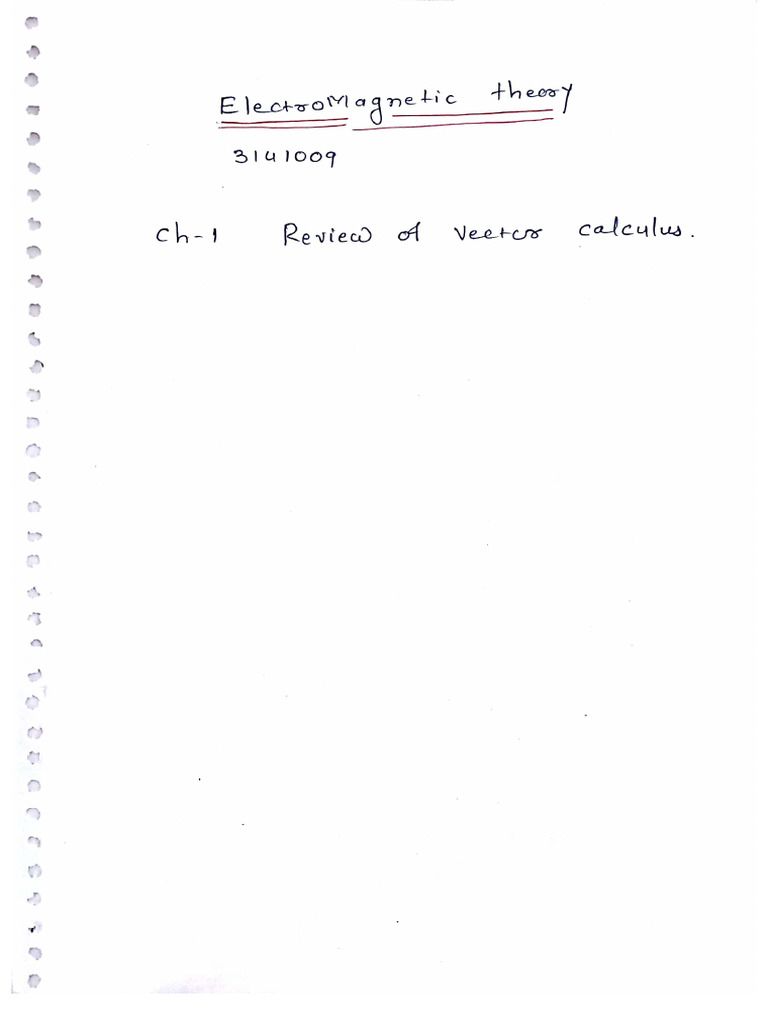 Ch 1 Vector Calculas Electromagnetic Theory | PDF