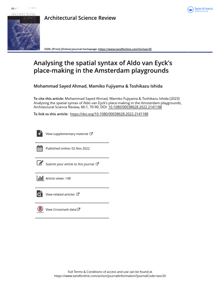 Analysing the spatial syntax of Aldo van Eyck s place making in the Amsterdam playgrounds | PDF ...